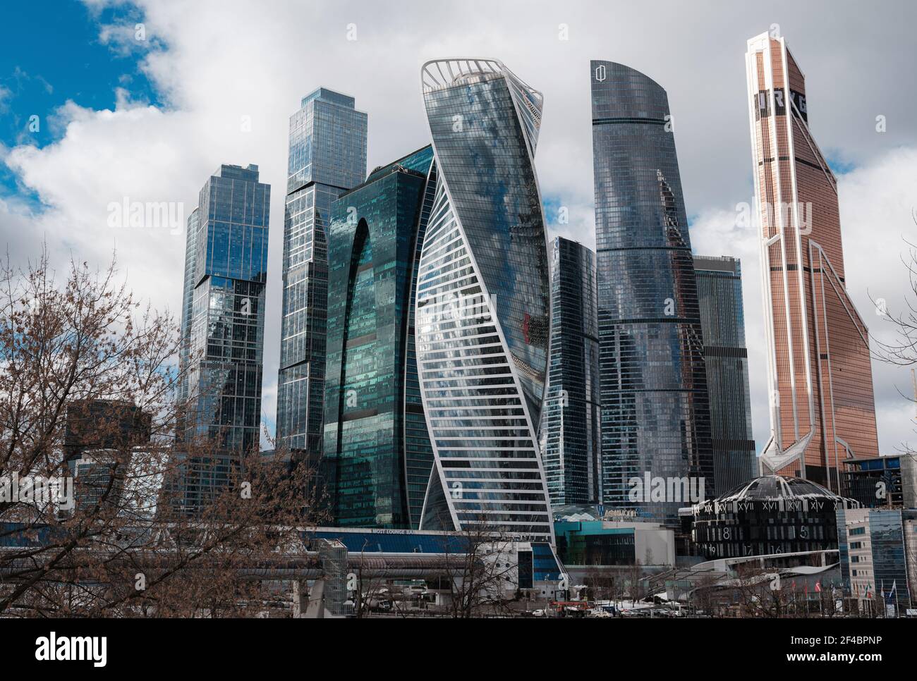 MOSCOW, RUSSIA - February 20, 2020: Moscow City. View of skyscrapers ...