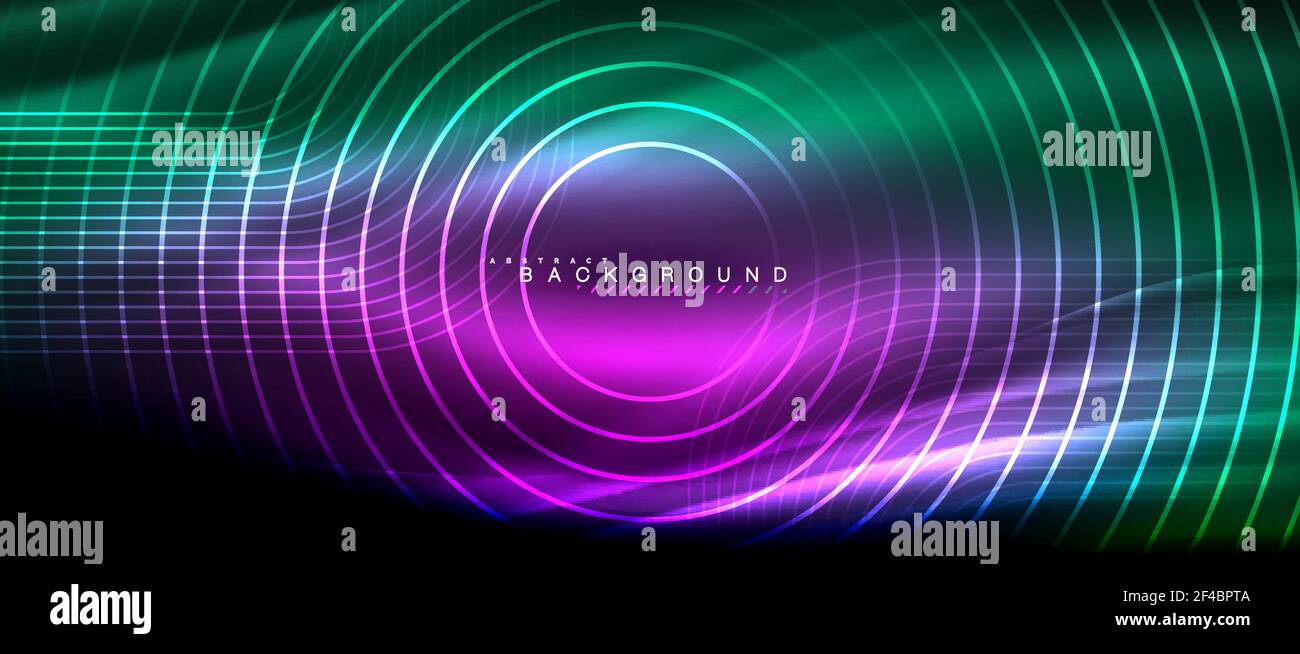 Neon glowing lines, magic energy space light concept, abstract ...