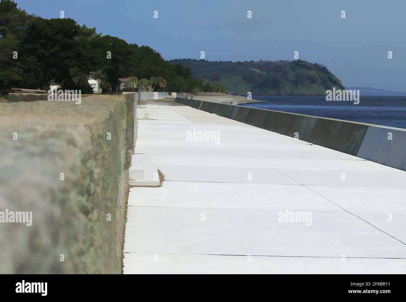 Large, concrete slab to protect the coast against erosion, near Ibusuki ...