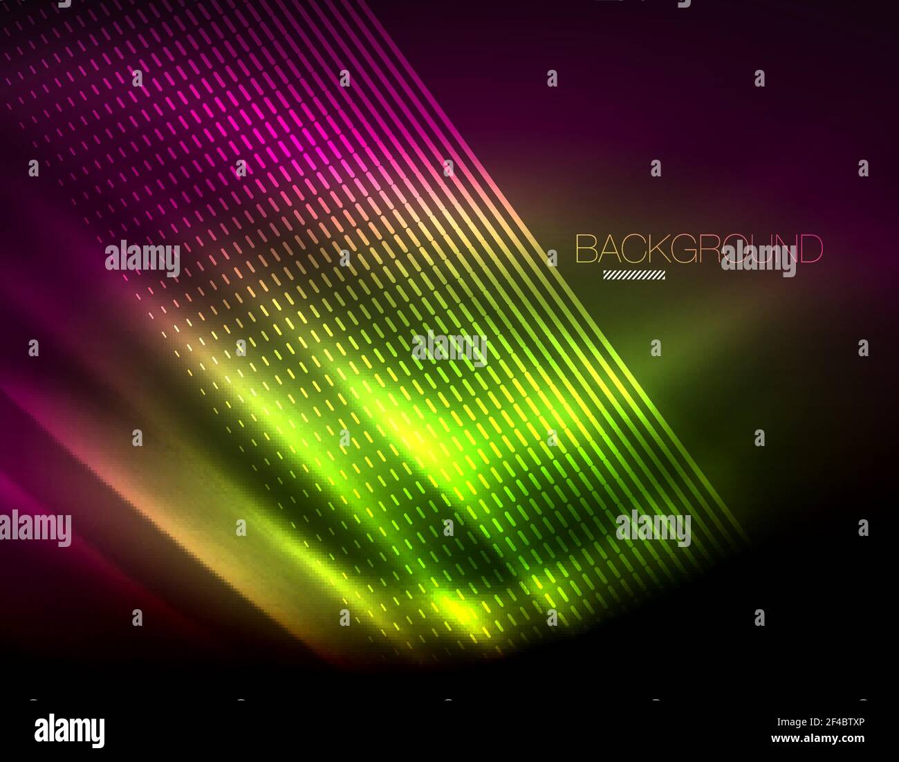 Smooth light effect, straight lines on glowing shiny neon dark ...