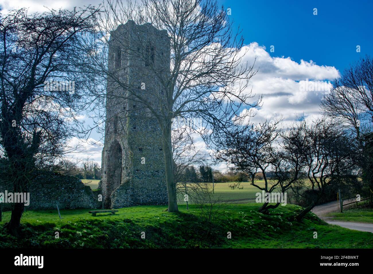 Ruined church tower Stock Photo - Alamy