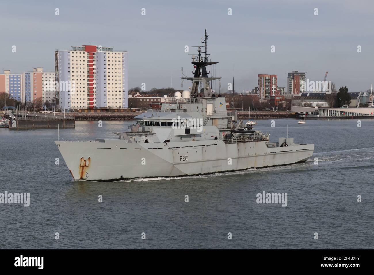 The Royal Navy River class offshore patrol vessel HMS TYNE (P281 ...