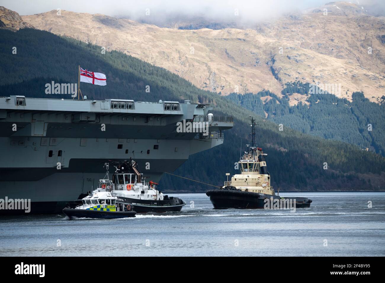 Finnart, Loch Long, Scotland, UK. 20th Mar, 2021. PICTURED: HMS Queen ...
