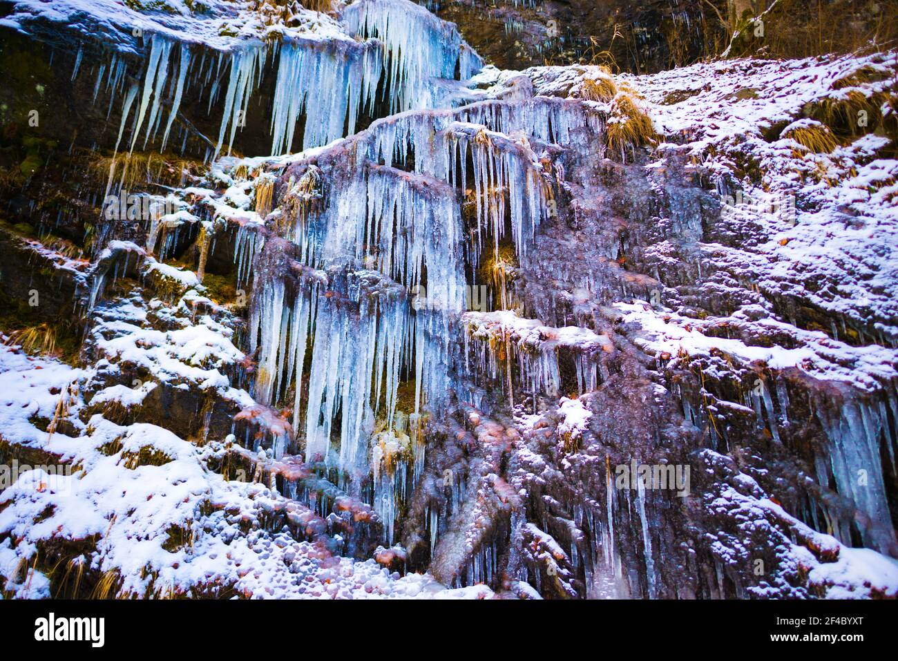 Winter frozen icicles Stock Photo - Alamy