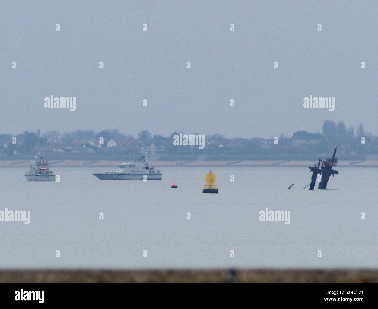 Sheerness, Kent, UK. 20th March, 2021. HMS Biter and HMS Express seen ...