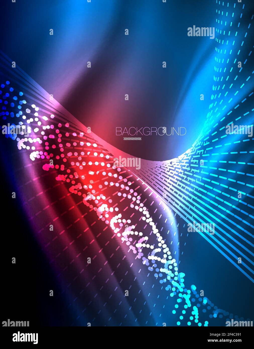 Smooth light effect, straight lines on glowing shiny neon dark ...