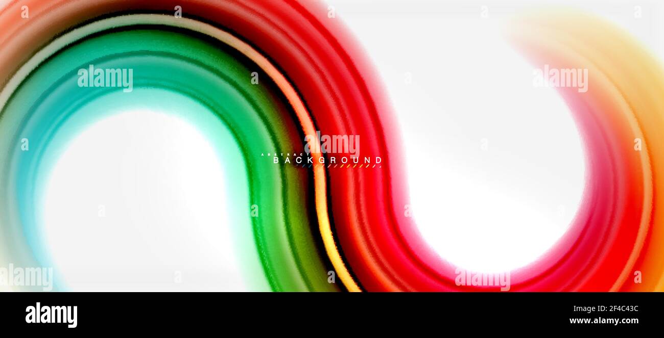 Rainbow fluid color line abstract background - swirl and circles ...