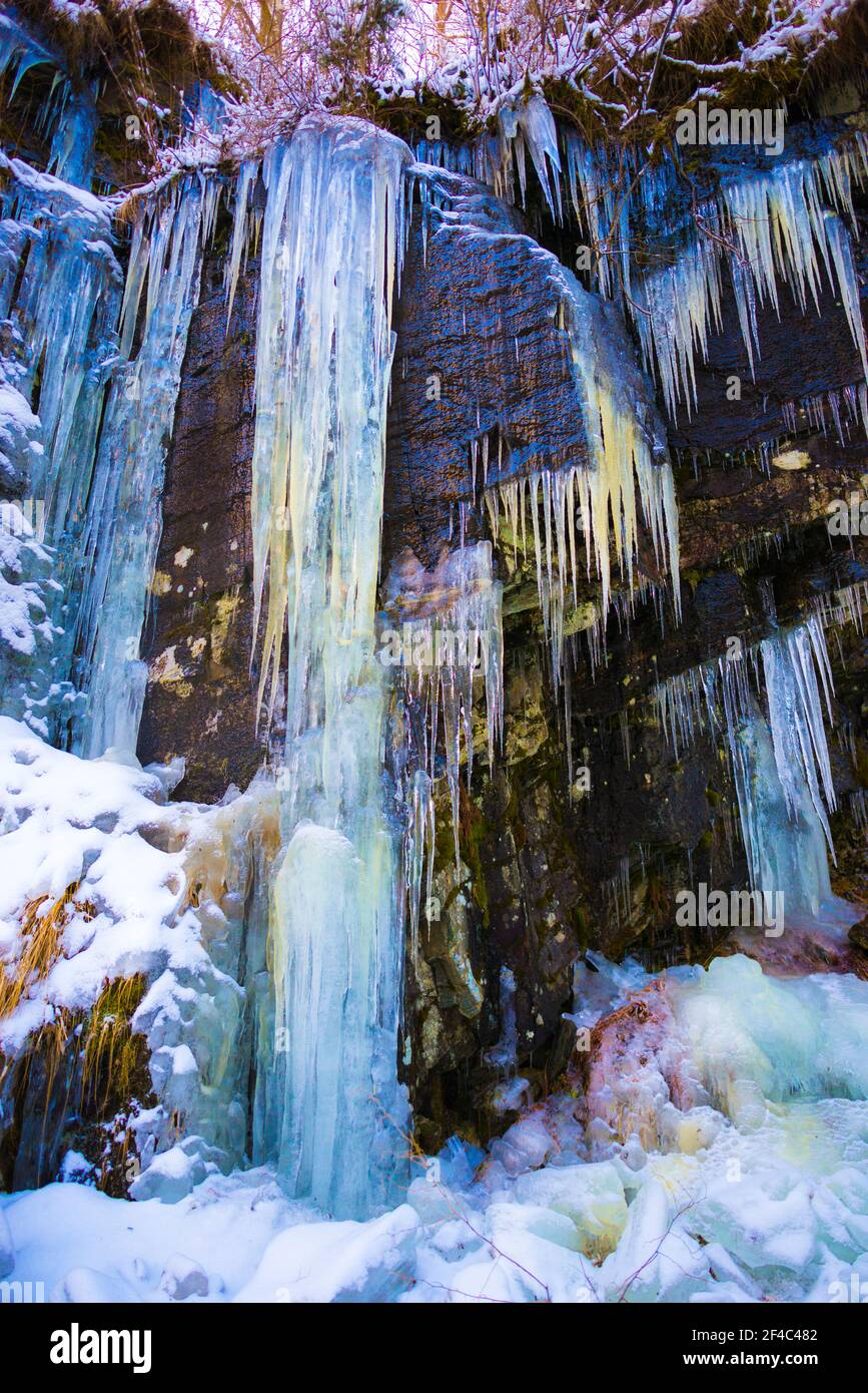 Winter frozen icicles Stock Photo - Alamy