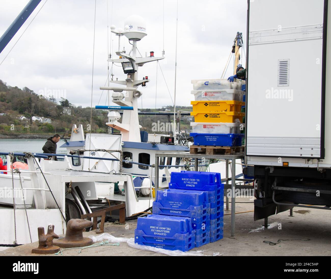Trawlermen Landing Their Catch Of Fish High Resolution Stock ...
