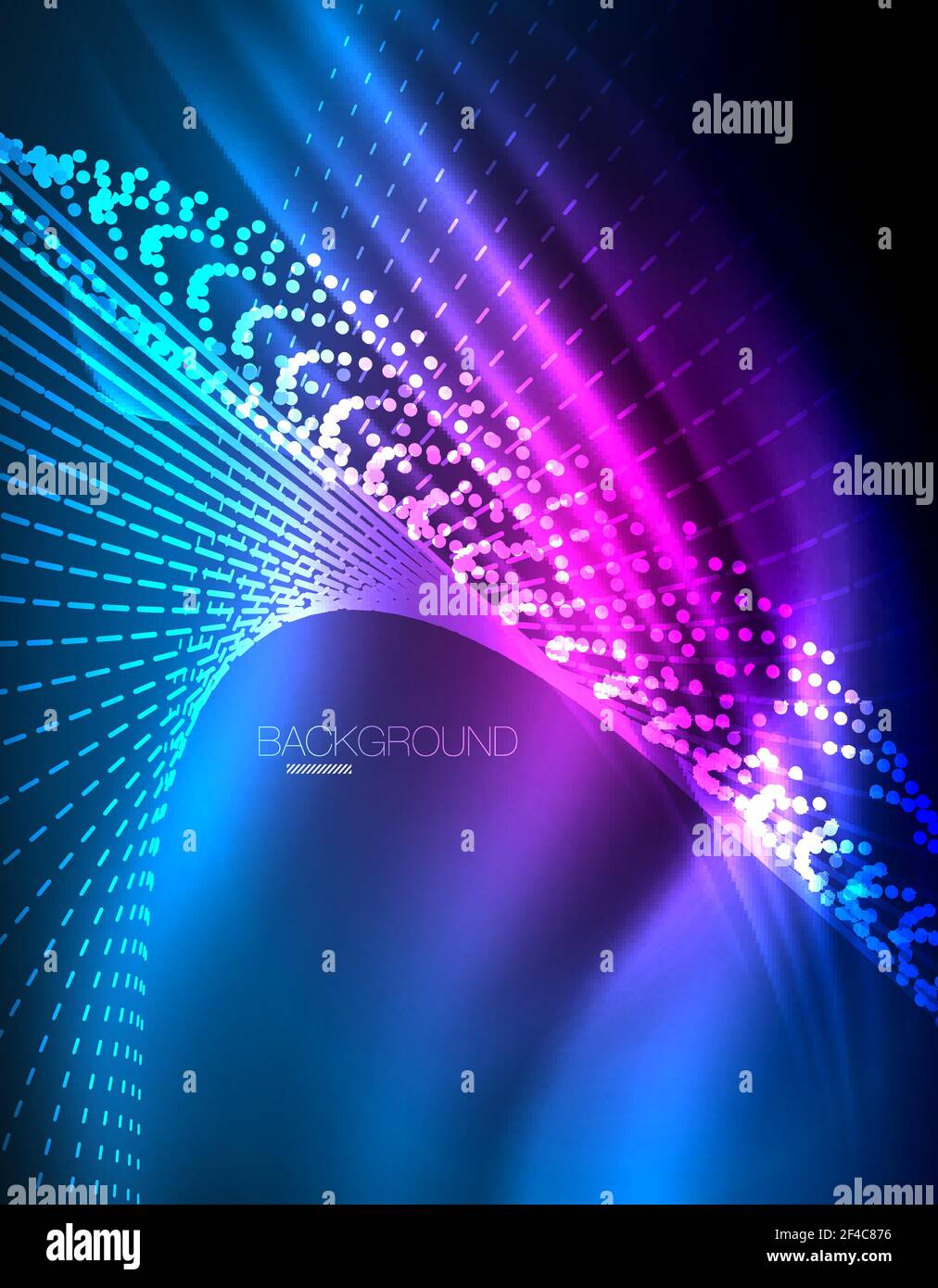 Smooth light effect, straight lines on glowing shiny neon dark ...