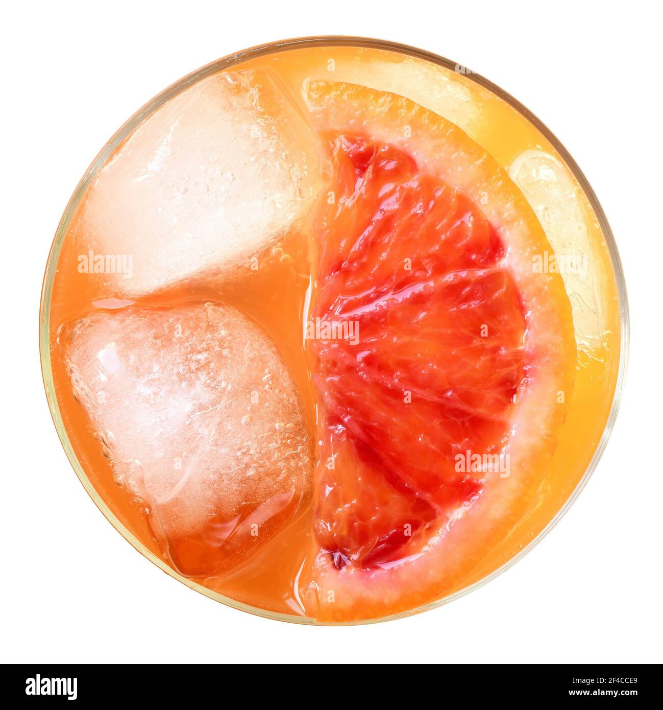 Orange fresh juice cocktail top view isolated on a white background ...