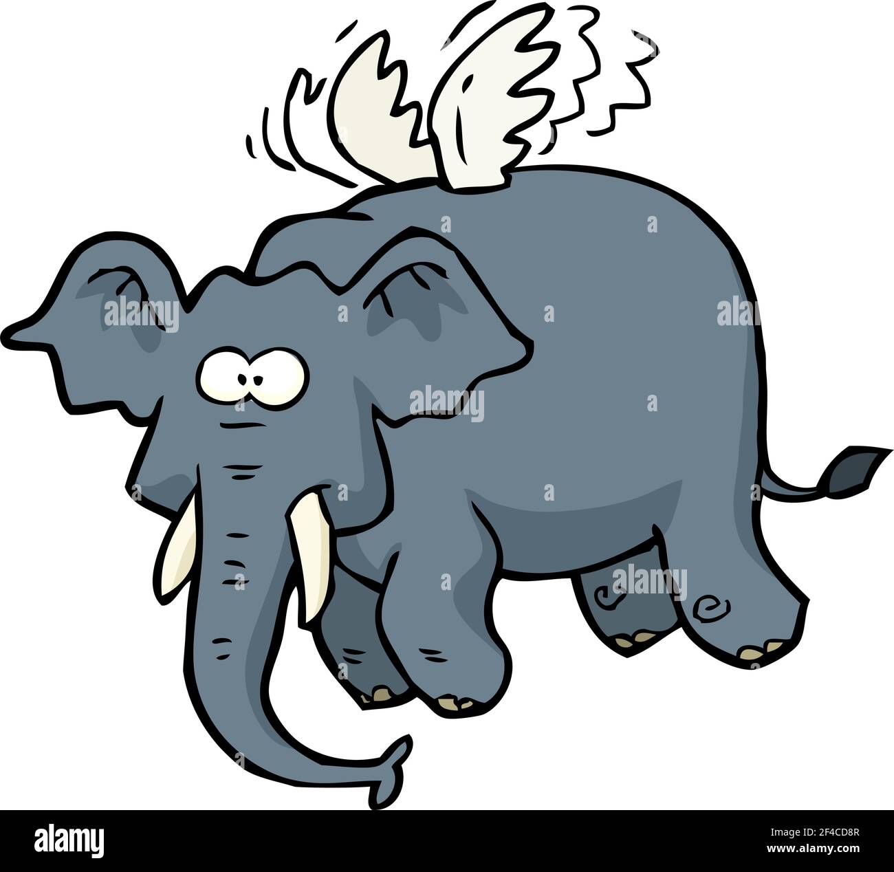 Cartoon doodle flying elephant on a white background vector ...