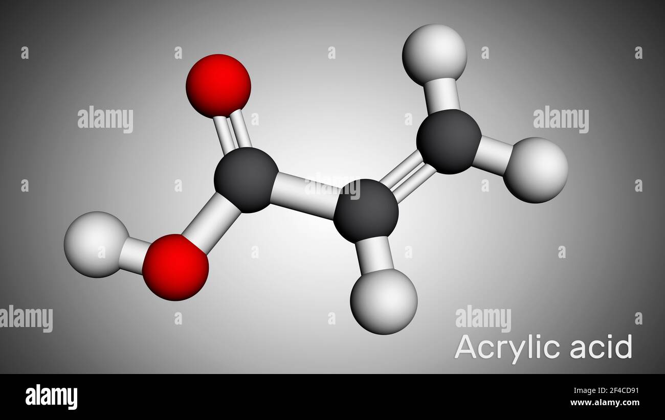 Acrylic acid, propenoic acid molecule. It is unsaturated monocarboxylic ...