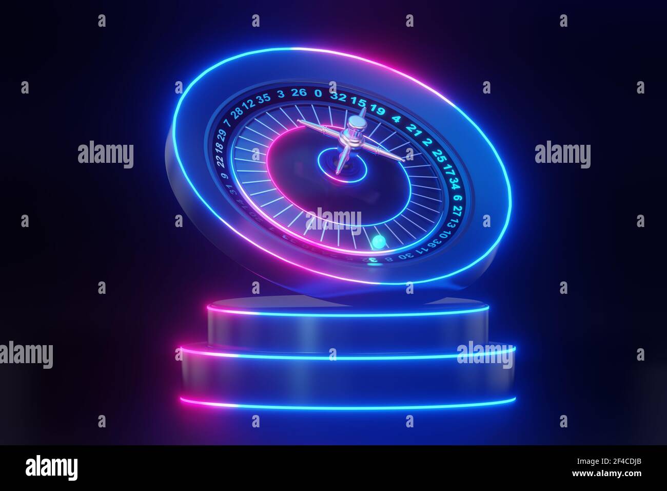 3D rendering of a neon roulette wheel illustration Stock Photo - Alamy