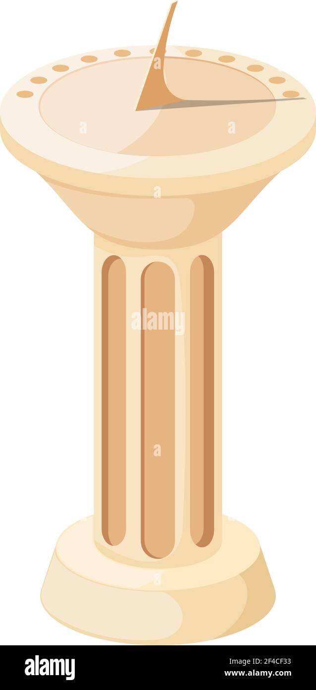 Vector illustration of a sundial on a vintage marble column. Isolate ...