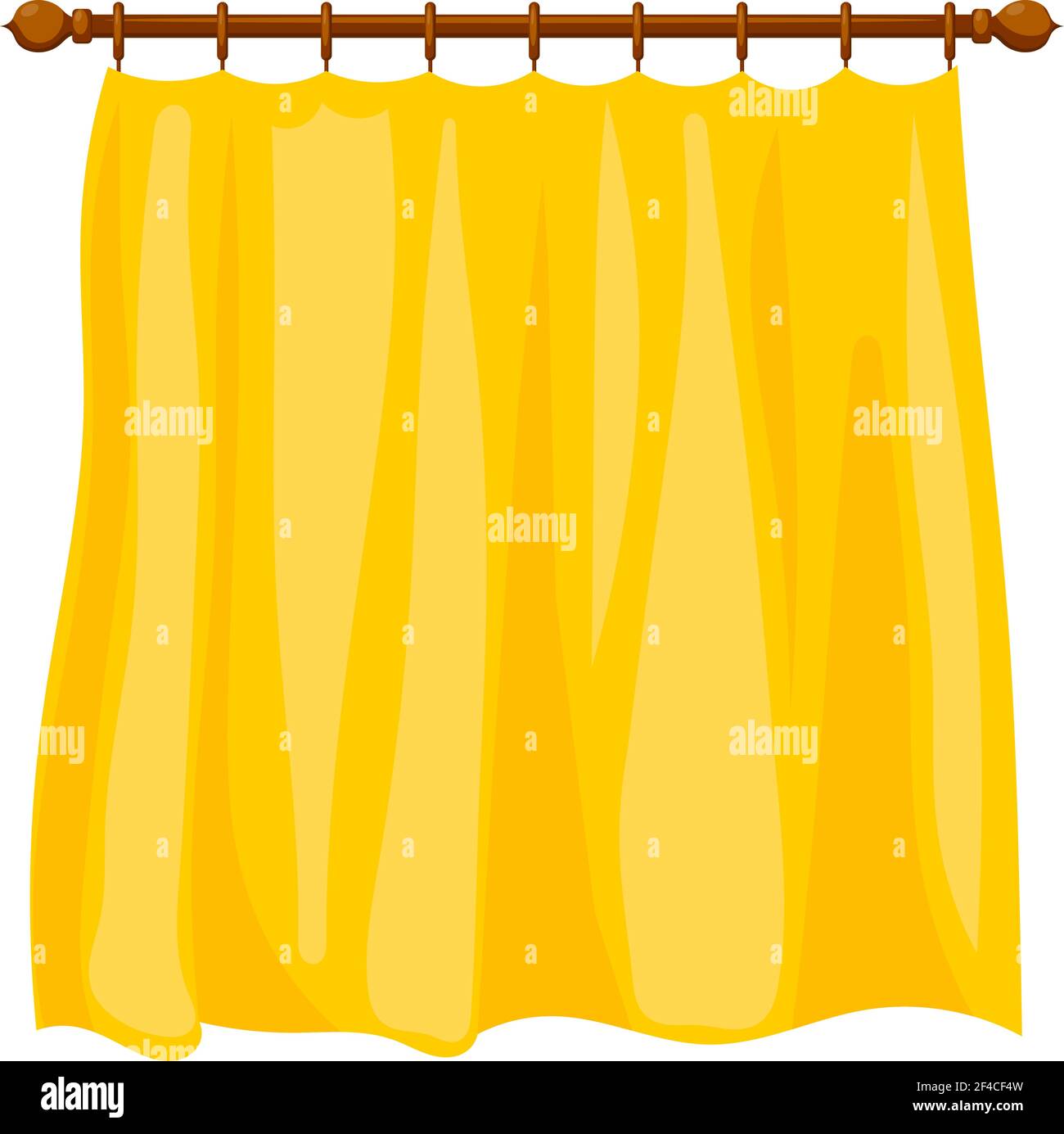 Vector illustration of abstract Cartoon yellow curtains on the ledge on ...