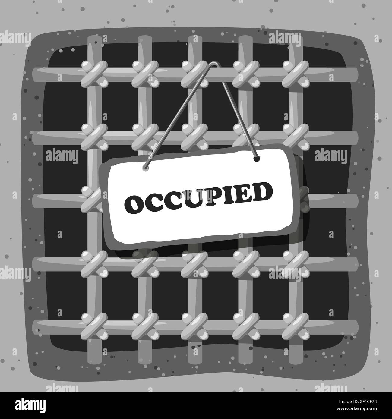 Abstract prison steel grating in the prison wall. Cartoon style. Vector ...
