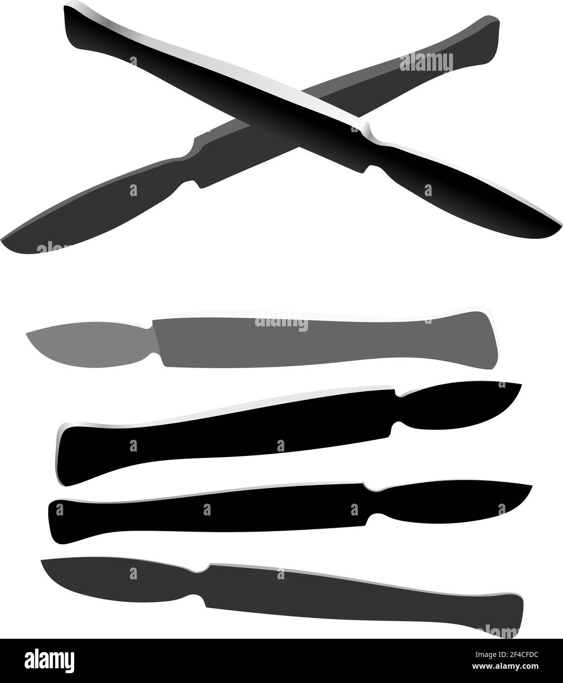 Set of silhouettes steel medical instrument on a white background ...