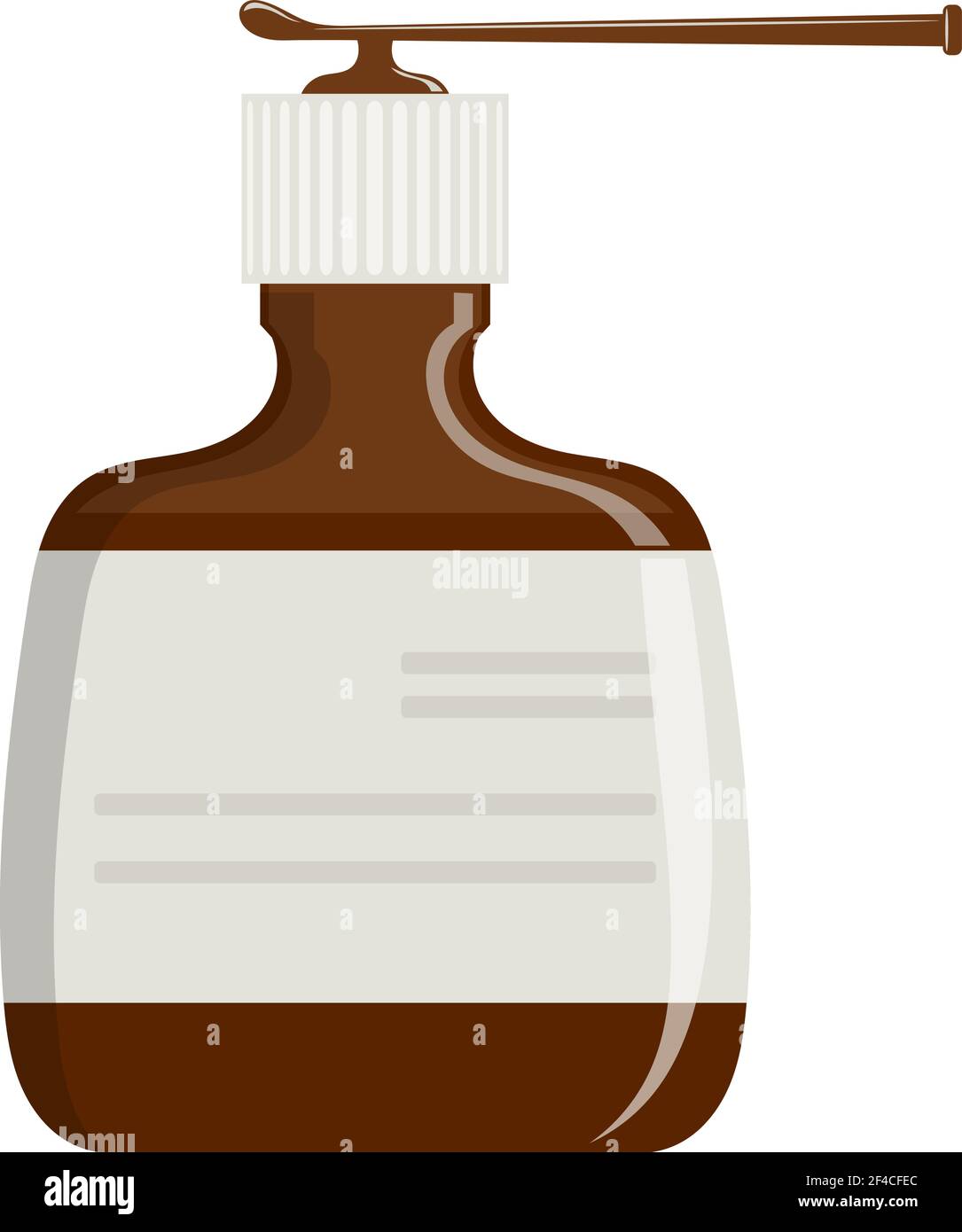 Cartoon drawing of a simple plastic bottle with spray. Medical drug for ...