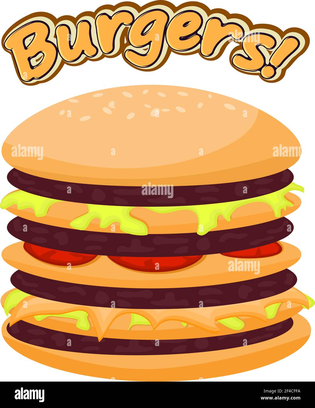 Vector illustration of a burger on a white background. Cartoon style ...