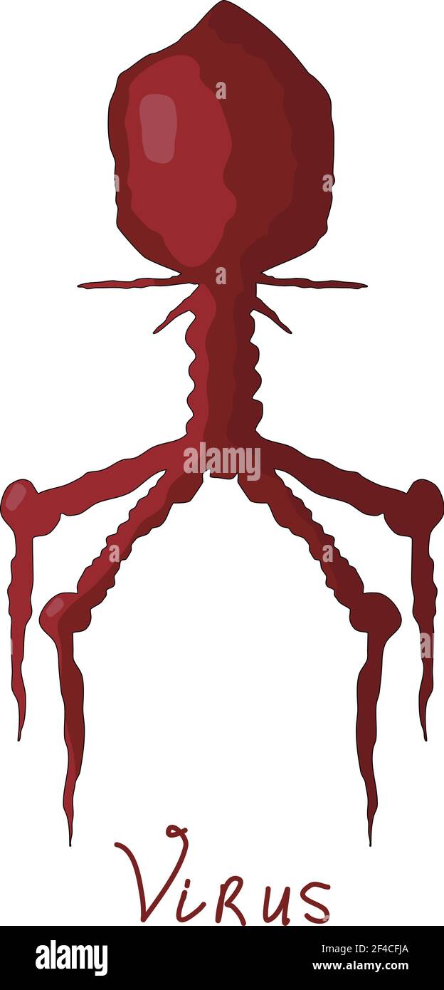 Vector illustration Cartoon red virus. Comic virus isolated on white ...