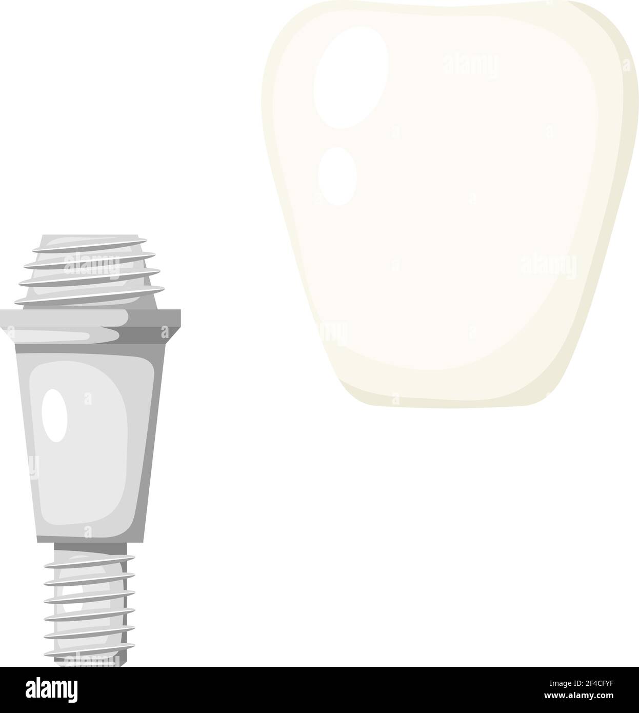 Vector illustration of a pin tooth. Cartoon style prosthetic tooth on a ...