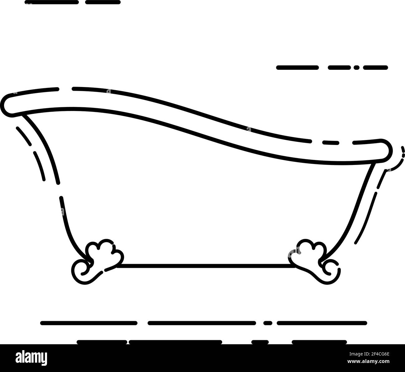 Abstract simple black bath icon on white background. Linear style ...