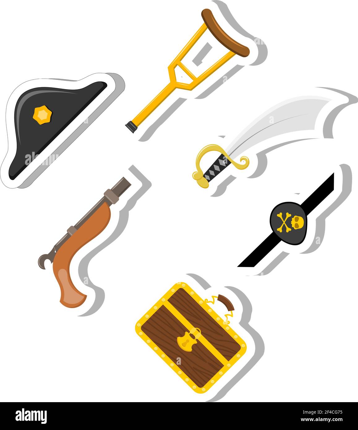 Set Cartoon Abstract Cartoon pirate items on a white background. Stock ...