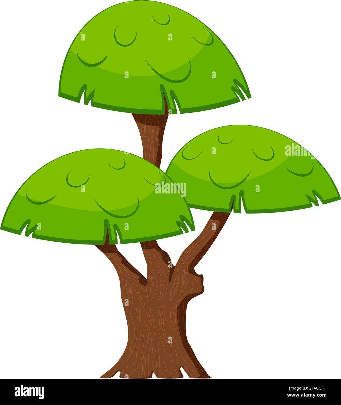 Cartoon green tree on a white background. Flora element. Abstract tree ...