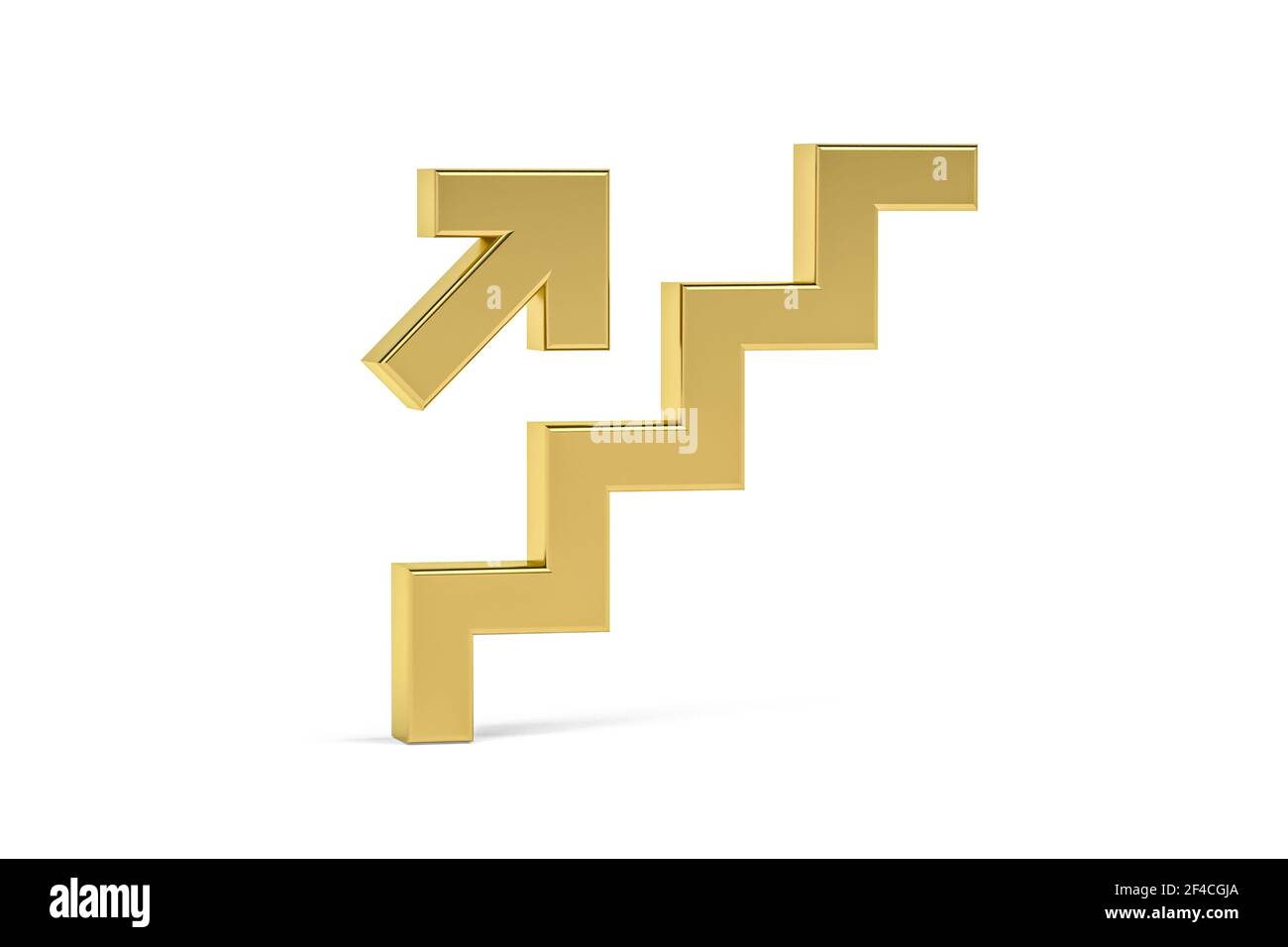Golden 3d stairs icon isolated on white background - Signs at the ...