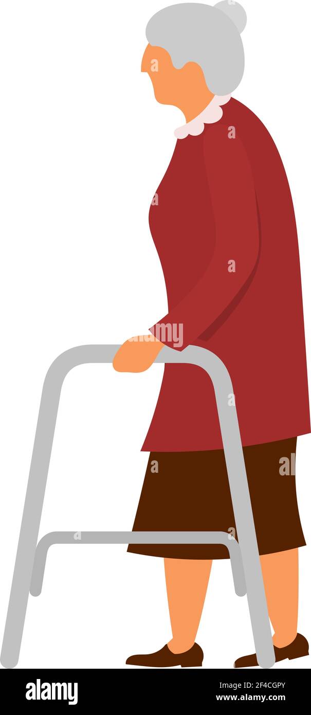 Abstract vector image with image of a walker handicapped and the old ...