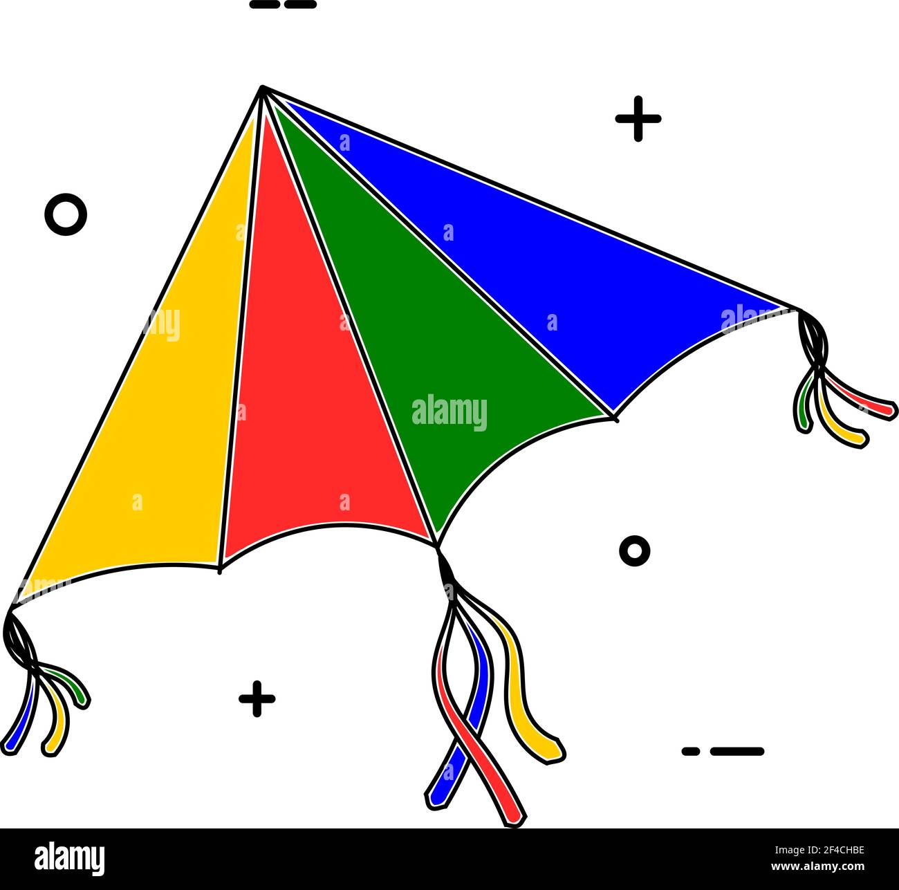 Colorful kite in a linear style. Line icon isolated on white background ...