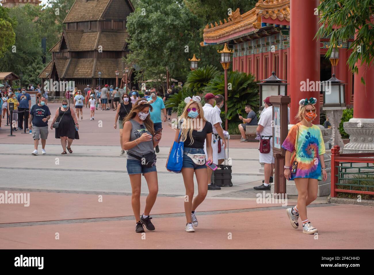 Orlando, Florida. July 29, 2020. Girls enjoying a hot summer day at ...