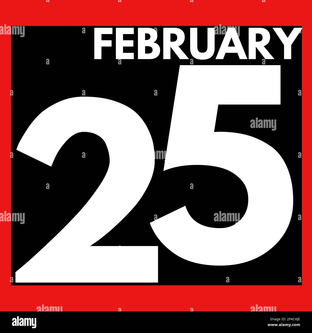 February 25 . Modern daily calendar icon .date ,day, month .calendar ...