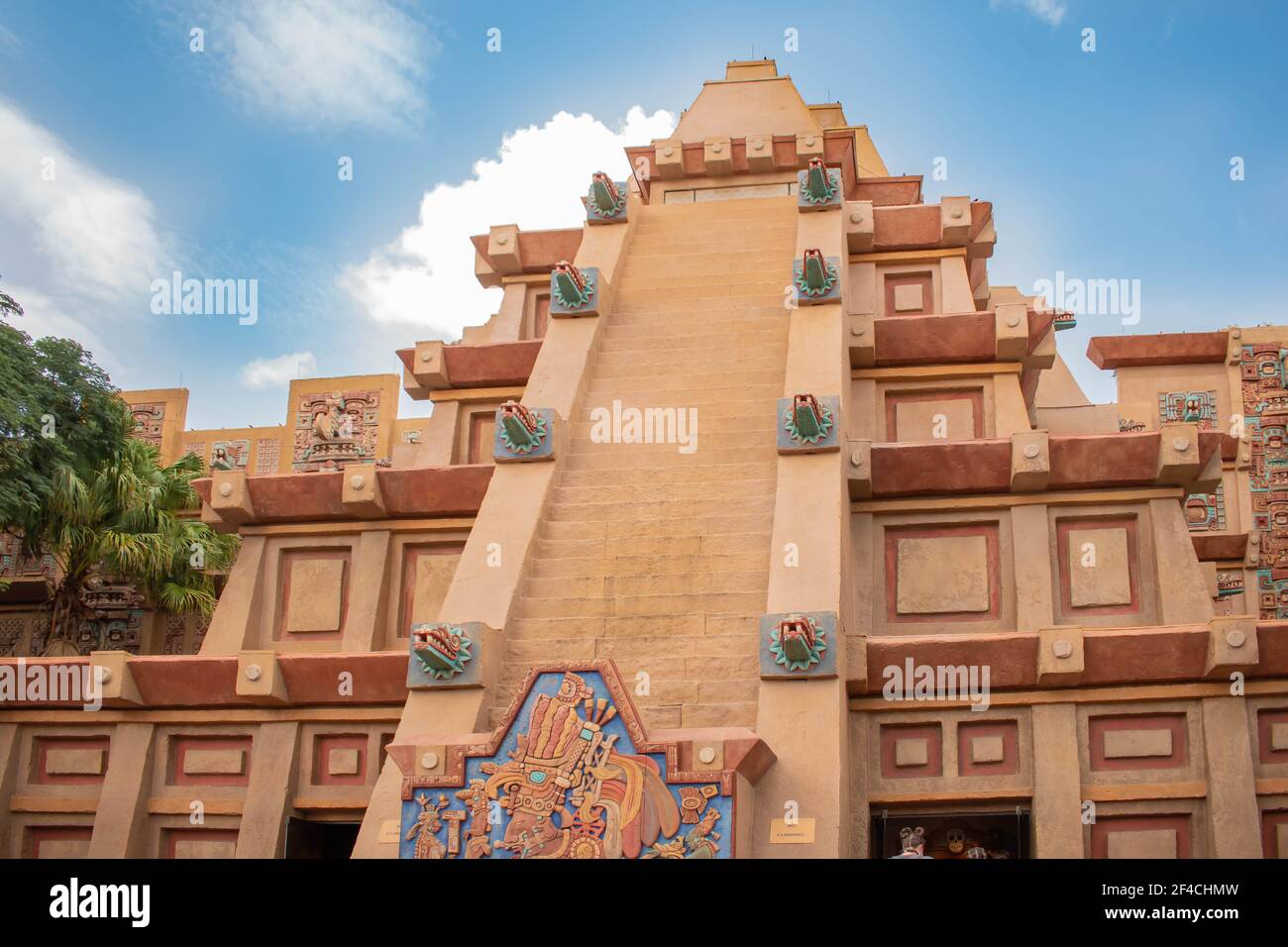 Orlando, Florida. July 29, 2020. Partial view of Maya Pyramid in Mexico ...