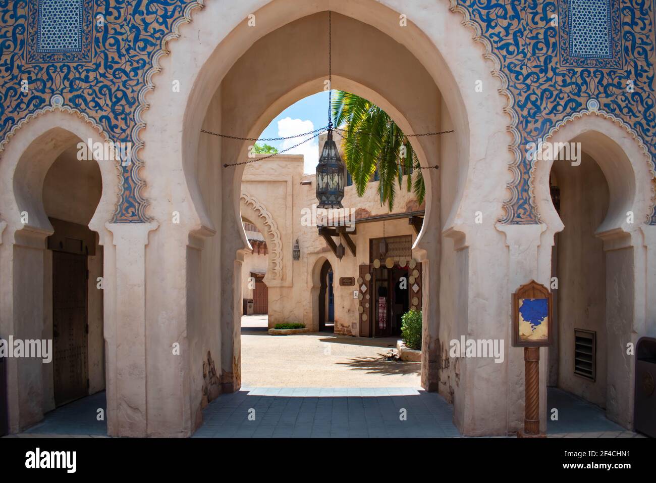 Orlando, Florida. July 29, 2020. Partial view of african style arch in ...