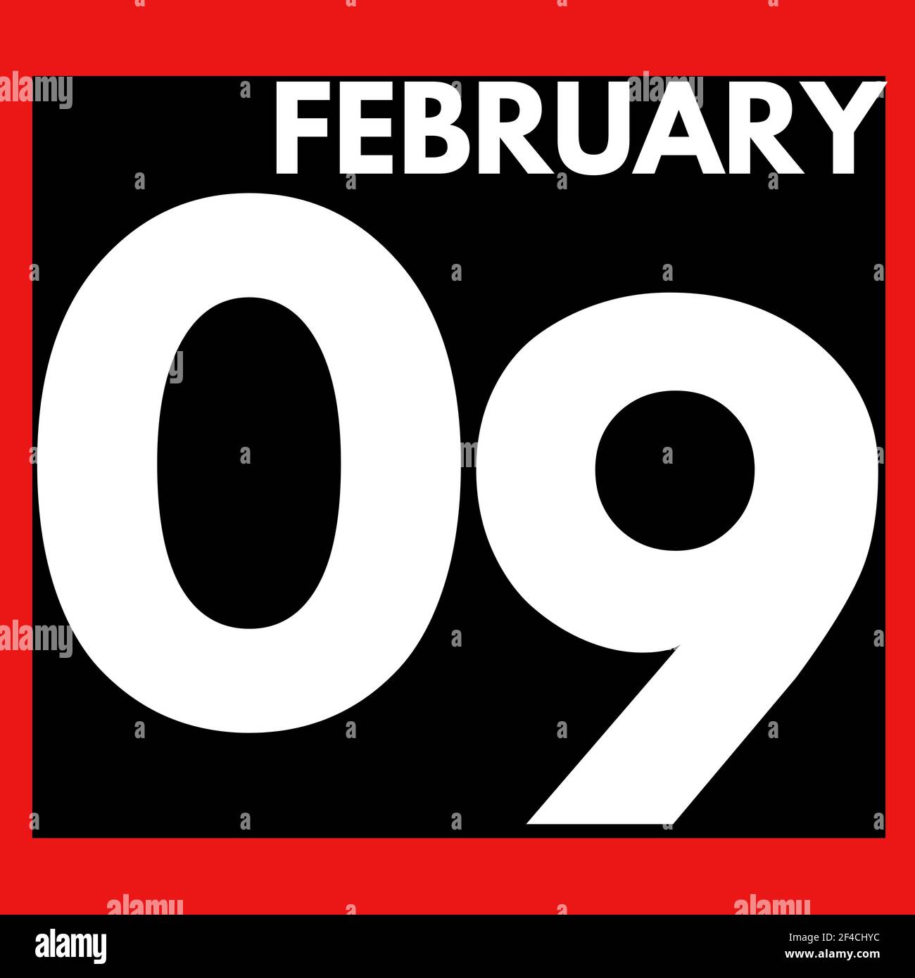 February 9 . Modern daily calendar icon .date ,day, month .calendar for ...