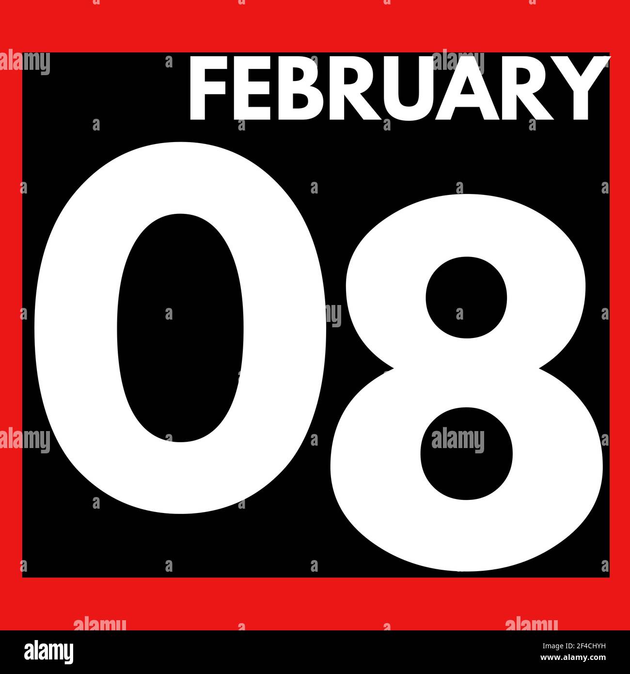 February 8 . Modern daily calendar icon .date ,day, month .calendar for ...