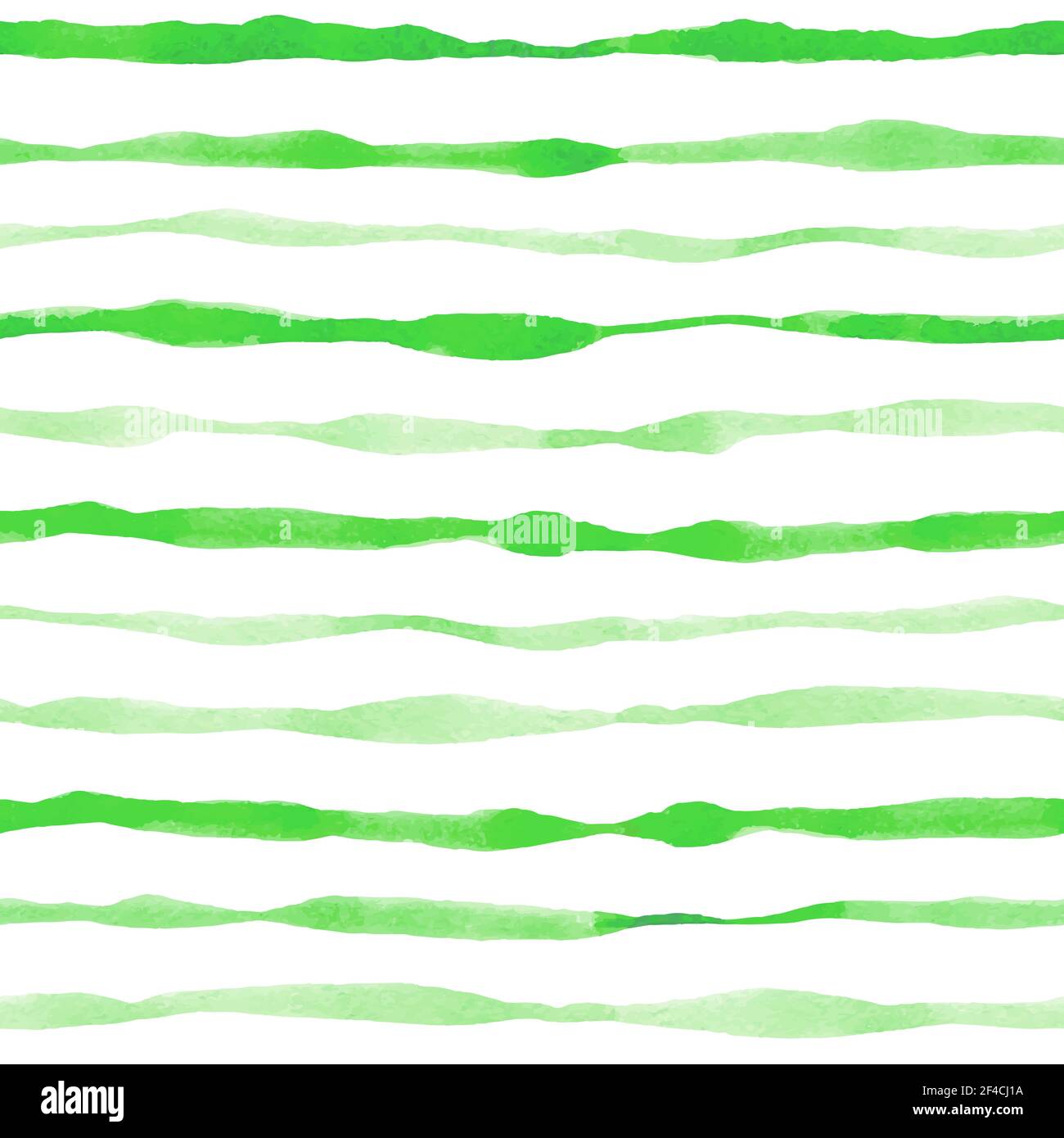 Green striped watercolor seamless pattern with wavy lines. Hand drawn ...
