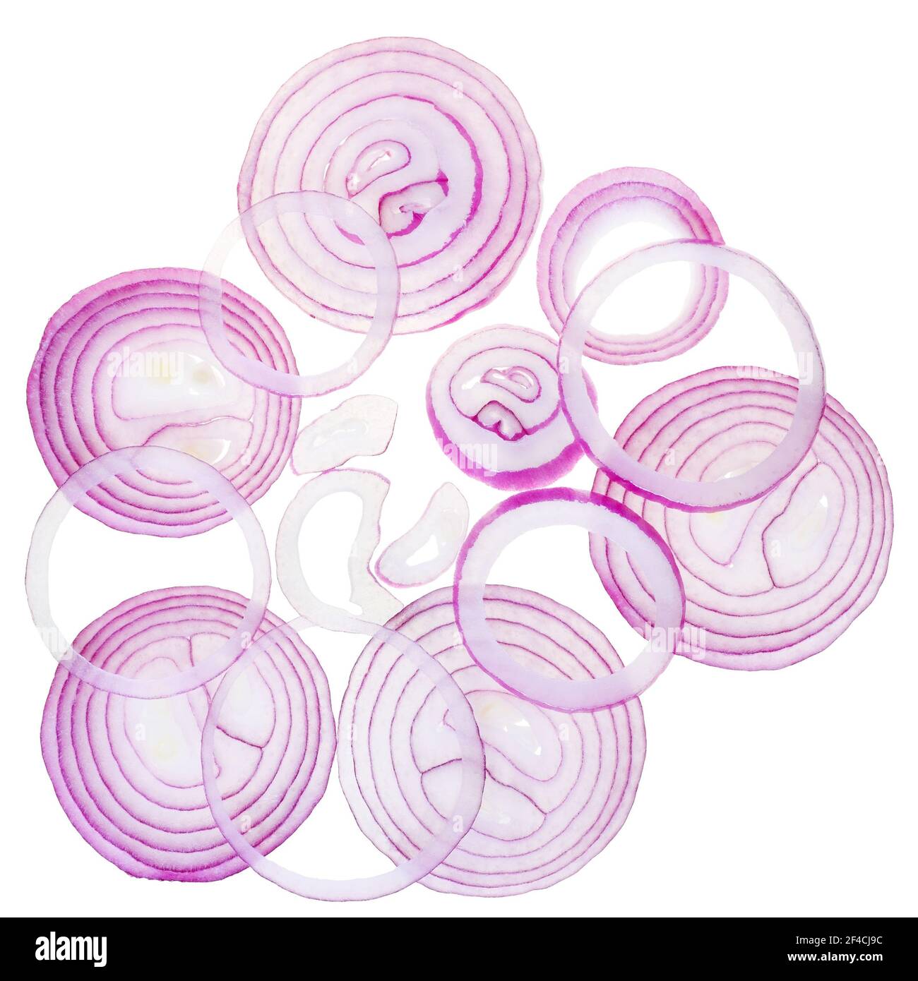 Onion cut close up top view on a white background Stock Photo - Alamy