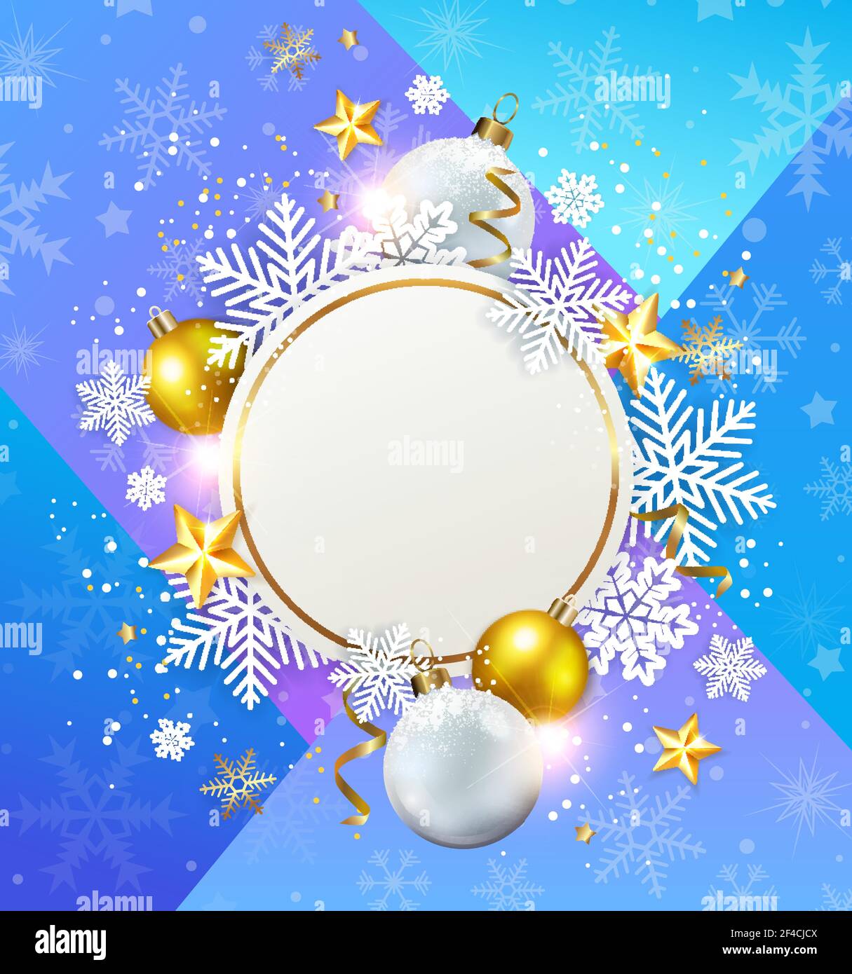 Abstract vector Christmas background with snowflakes, white and golden ...