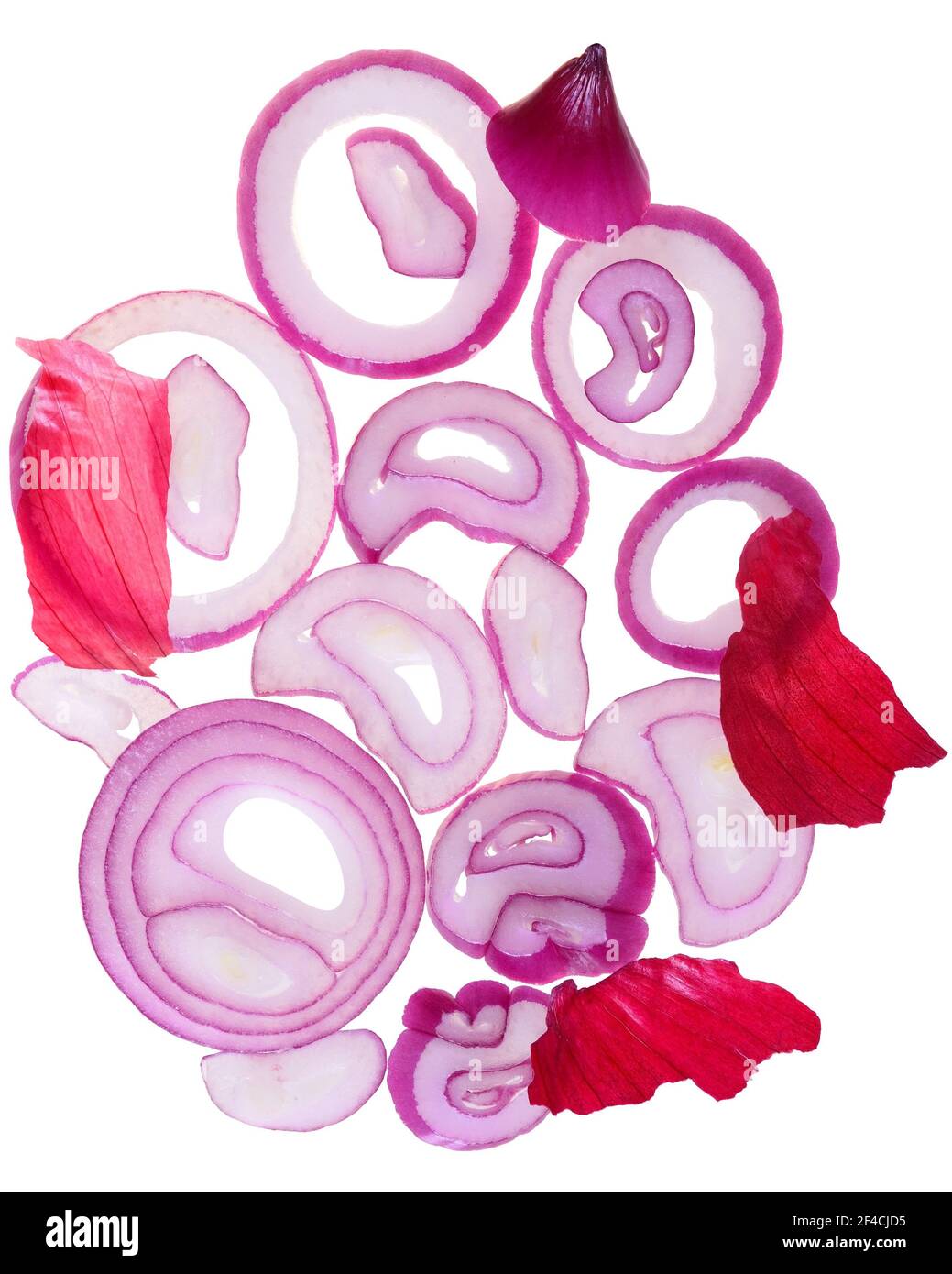 Onion cut close up top view on a white background Stock Photo - Alamy