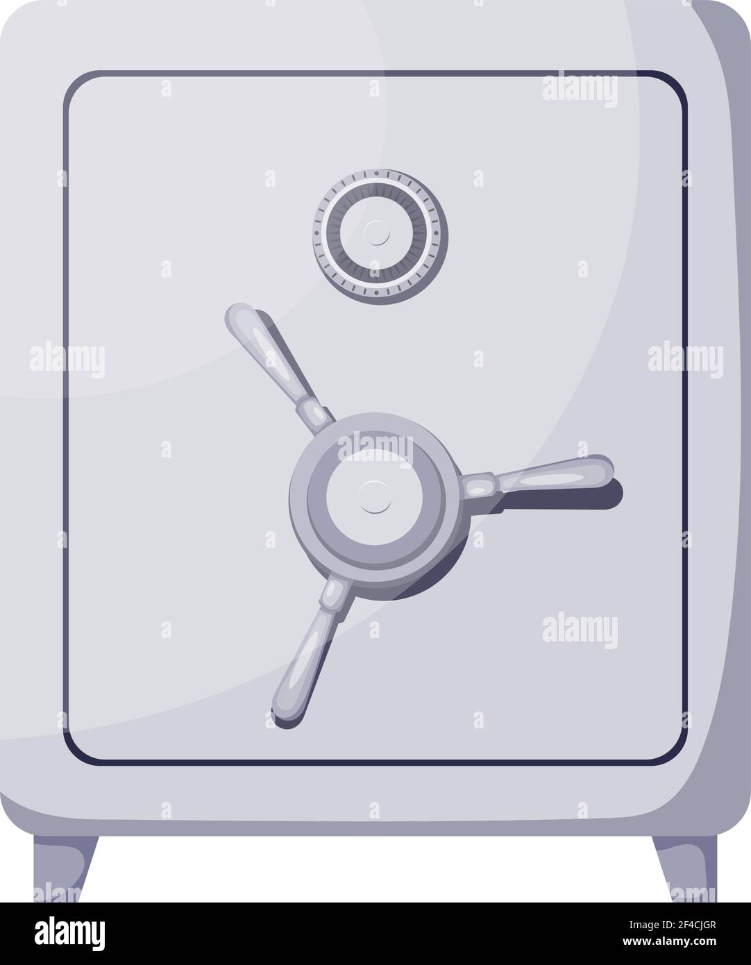 Vector illustration of closed steel safe over white background ...
