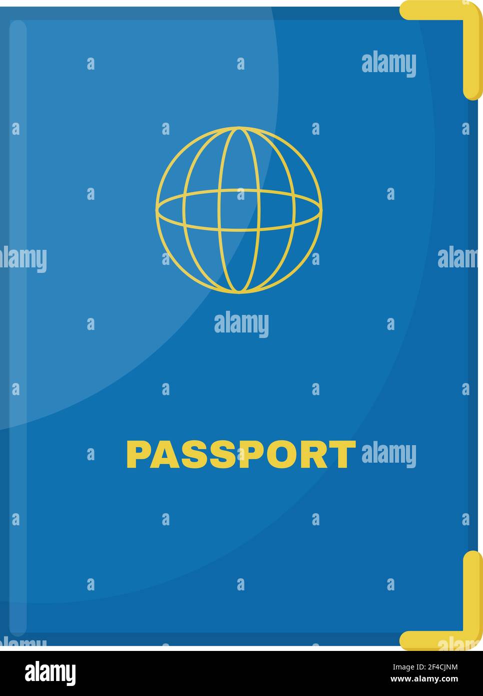 Vector illustration of a passport in a blue cover on a white background ...