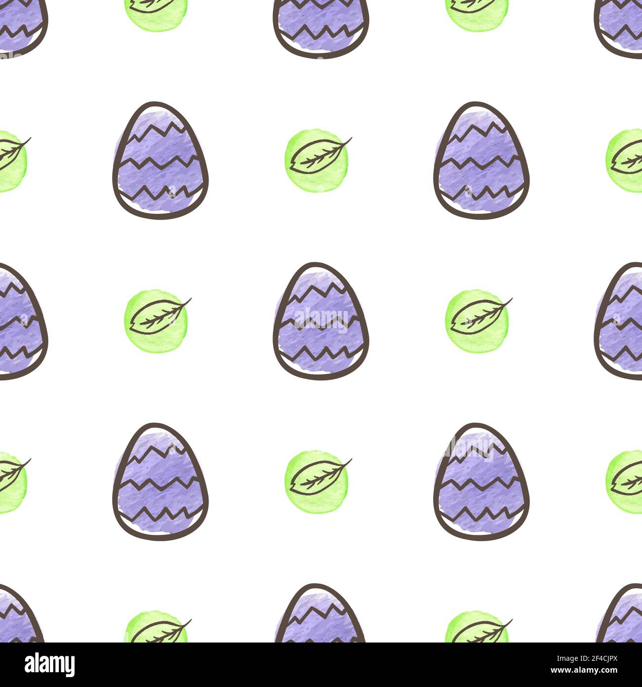 Hand drawn doodle Easter seamless pattern with eggs on a white ...