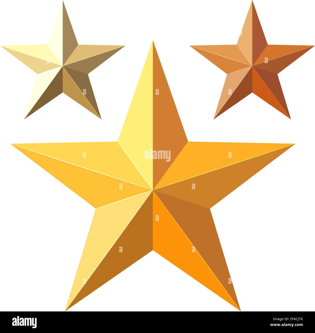 Vector illustration of a set of gold stars. Cartoon style gold stars on ...