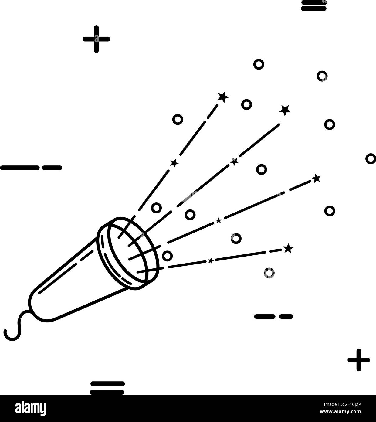 Abstract vector illustration of linear icons of popper with confetti on ...