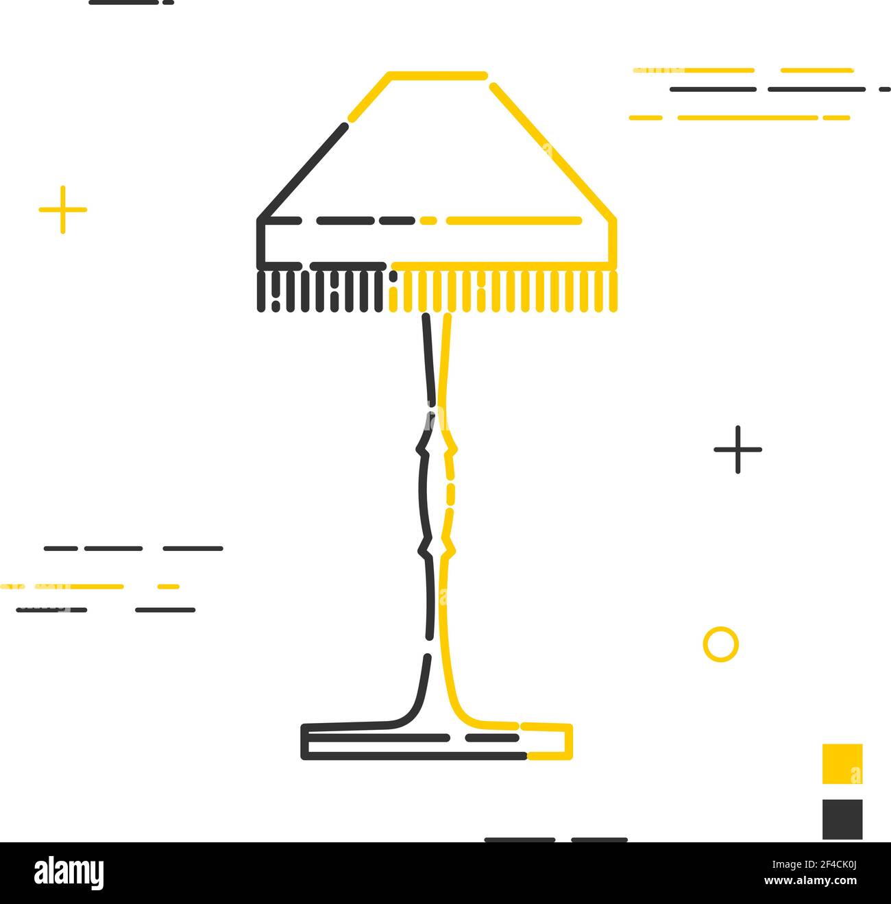 Color floor lamp in a linear style. Line icon. Isolated on white ...