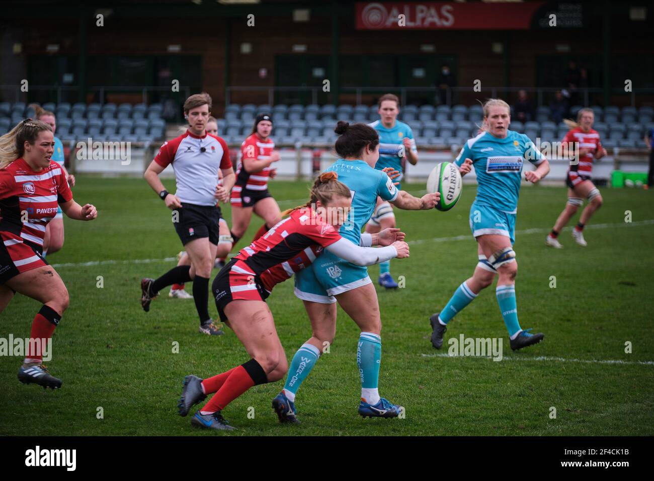 Gloucester, UK. 20th Mar, 2021. Caity Mattinson (#9 Worcester Warriors ...