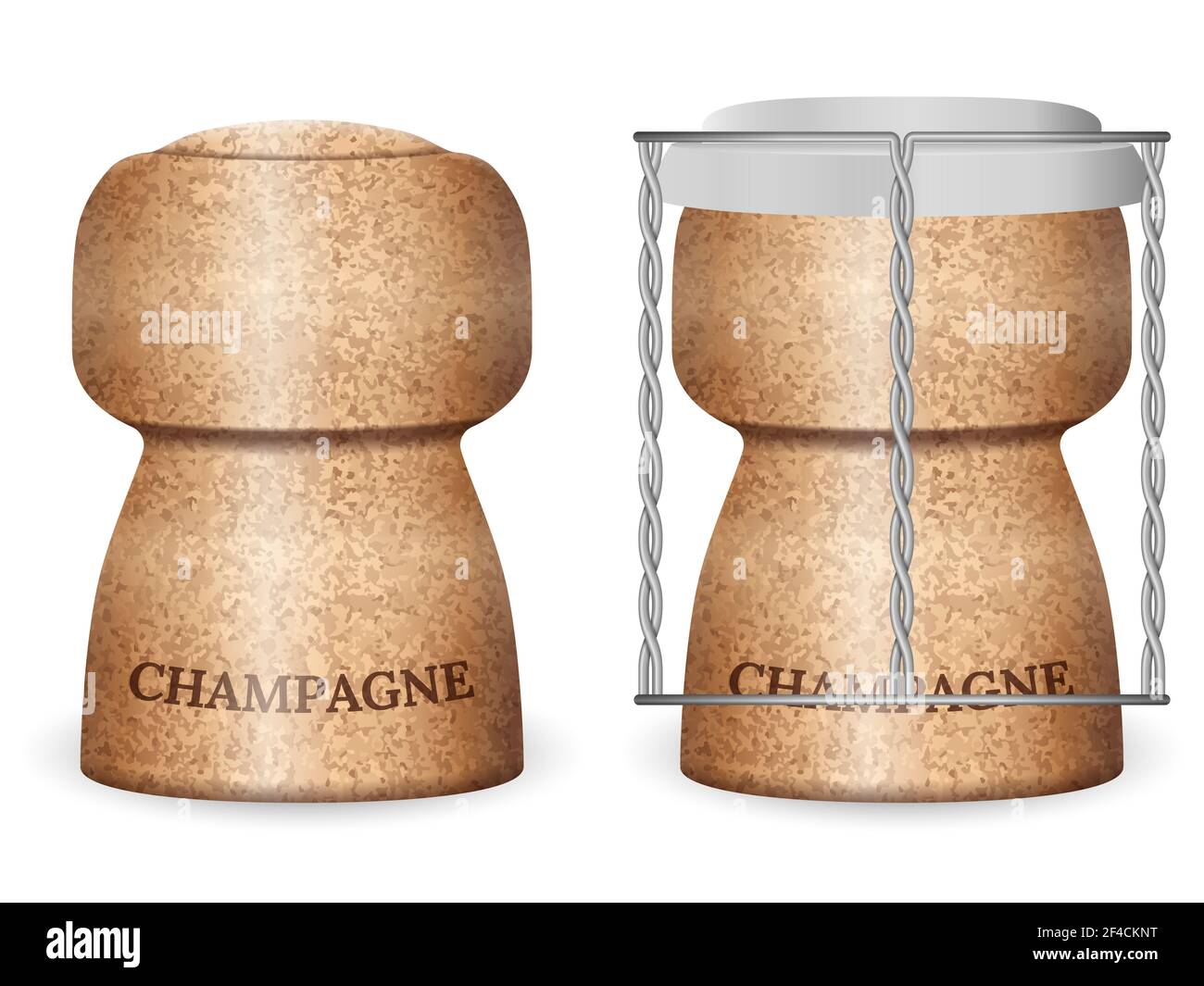 Champagne cork set on a white background. Vector illustration Stock ...